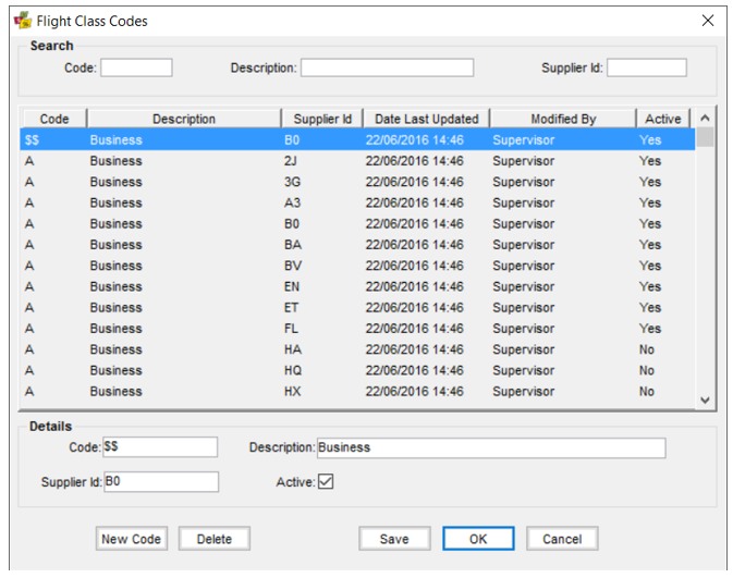 Flight Class Code Table – Tres Technologies