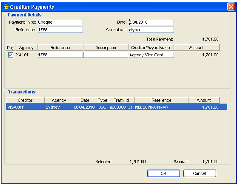 Using Agency Credit Card to Pay a Creditor – Tres Technologies