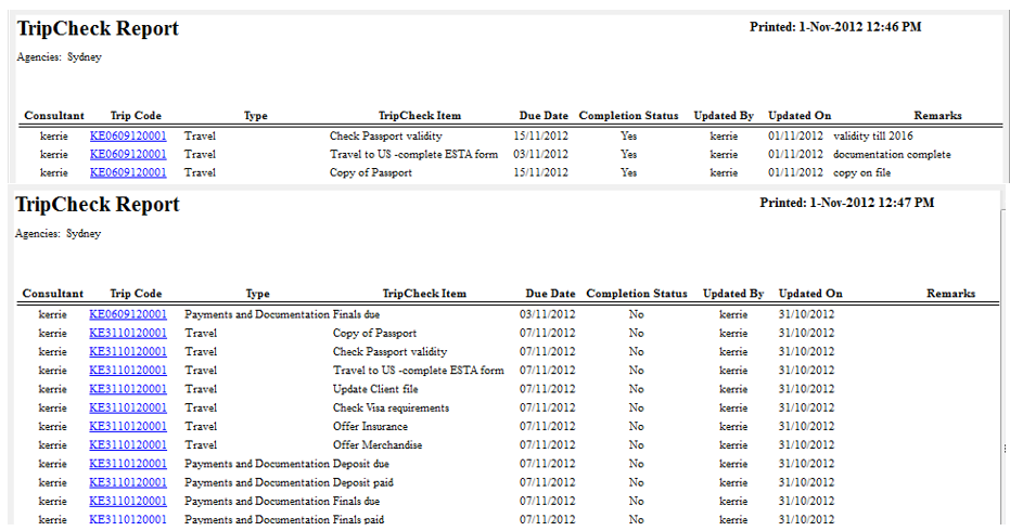 Trip Check Report – Tres Technologies