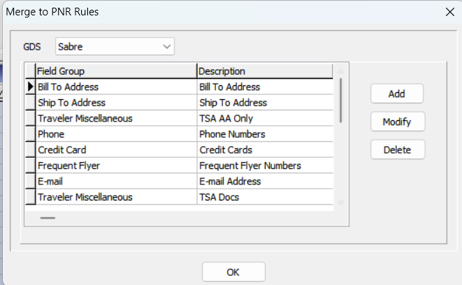 Sabre Merge to PNR: Setup and Example Format Rules – Tres Technologies