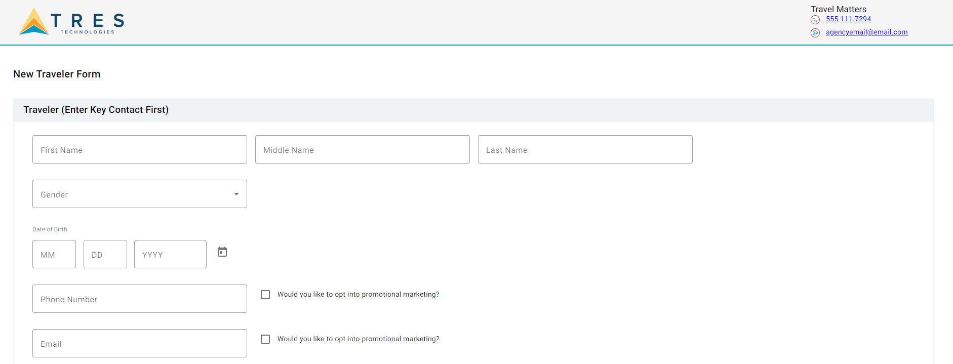 Tres - New Client/Traveler Form – Tres Technologies