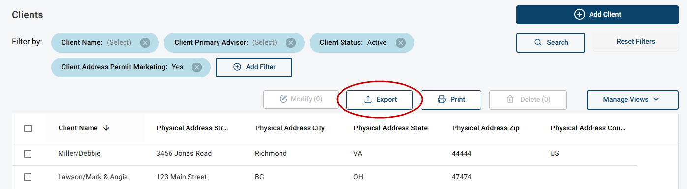 Exporting Client Profiles / Addresses in Tres – Tres Technologies
