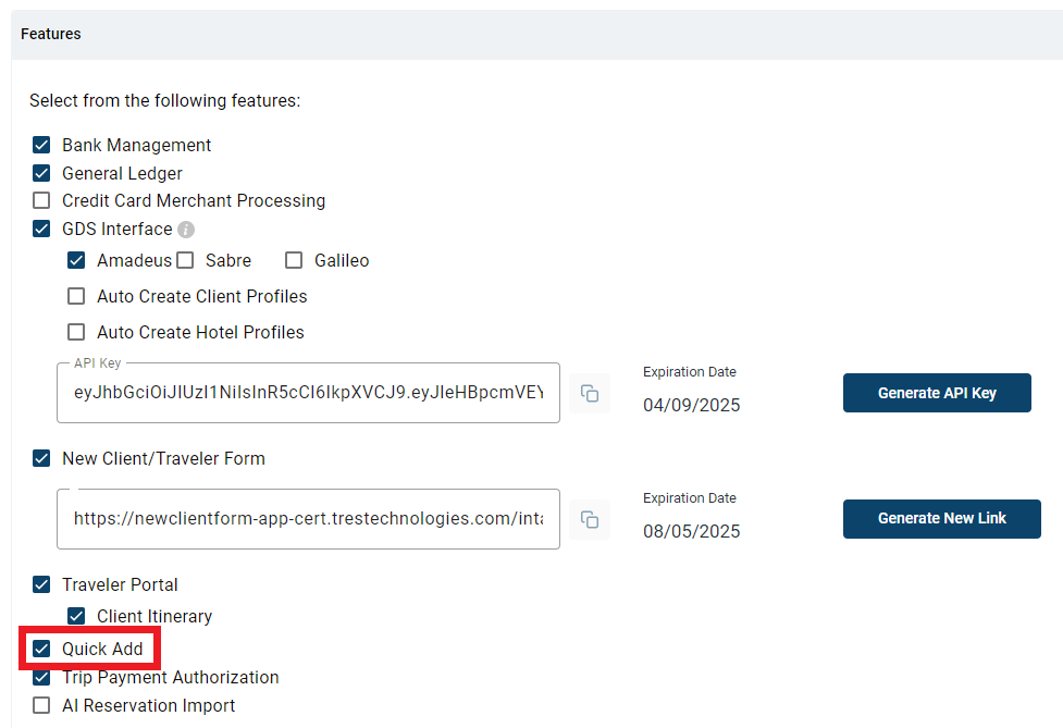 Tres - Quick Add Trip and Reservation – Tres Technologies
