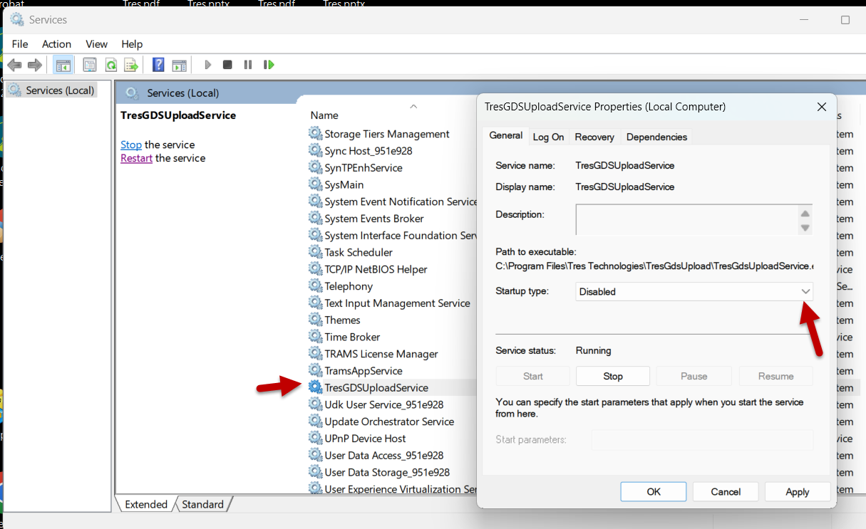 Disable / Enable the Tres GDS Uploader – Tres Technologies