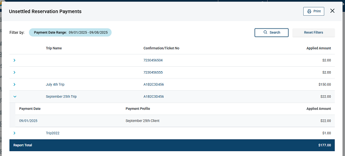 Tres - Unsettled Reservation Payments – Tres Technologies