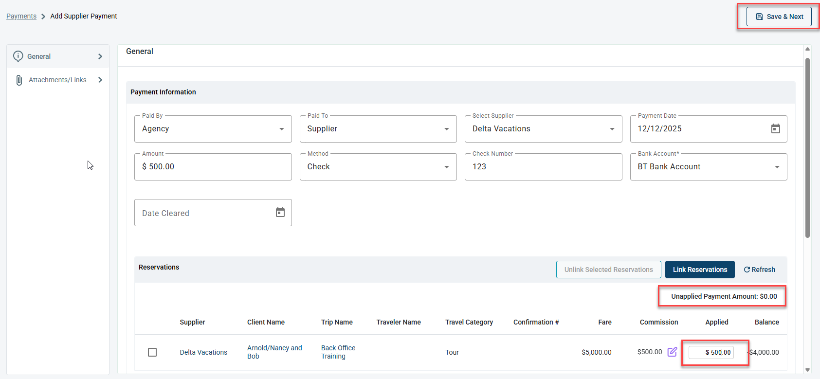 Payment made from the Agency to a Supplier in Tres – Tres Technologies