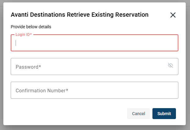 Direct Connect with Avanti Destinations - Retrieve Existing Reservation ...