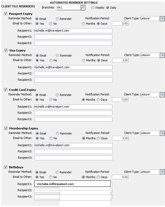 Auto Reminders Tab – Tres Technologies