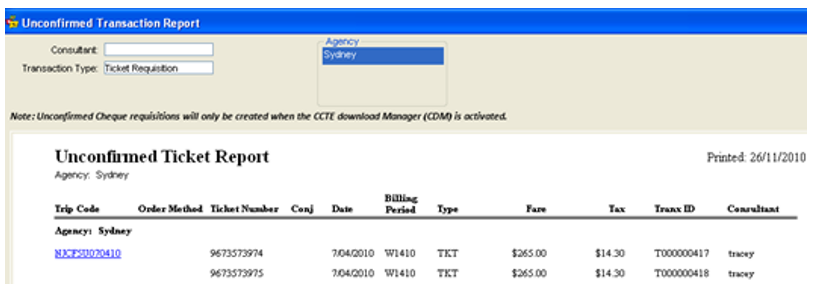 Unconfirmed Transaction & Fare Savings Report – Tres Technologies